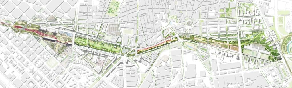 Así será el parque de 4 km que se construirá sobre La Sagrera