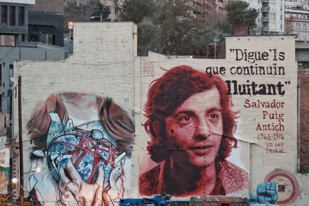 Así es el mural de Puig Antich por el 50 aniversario de su asesinato