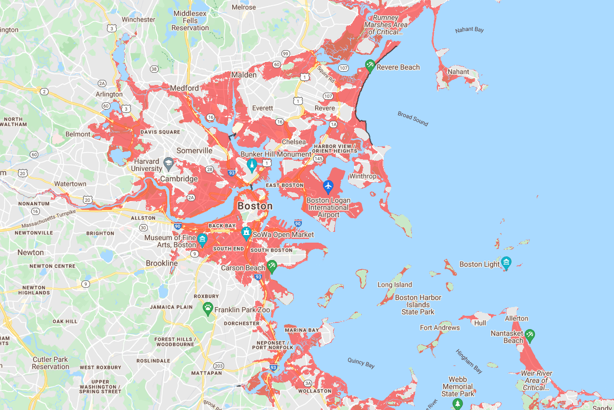 This Is What Boston Would Look Like If Sea Levels Rose Drastically
