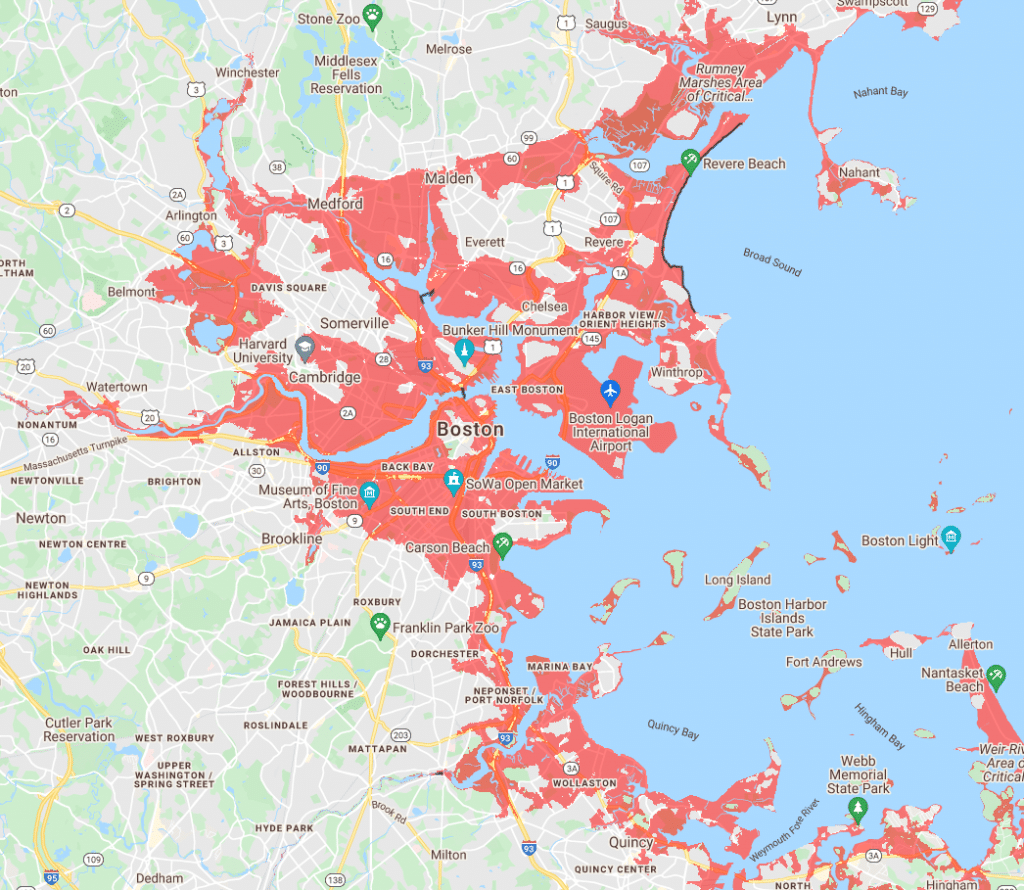 This Is What Boston Would Look Like If Sea Levels Rose Drastically