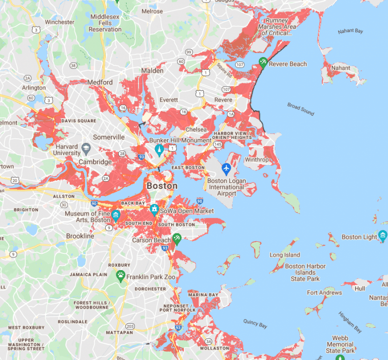 This Is What Boston Would Look Like If Sea Levels Rose Drastically