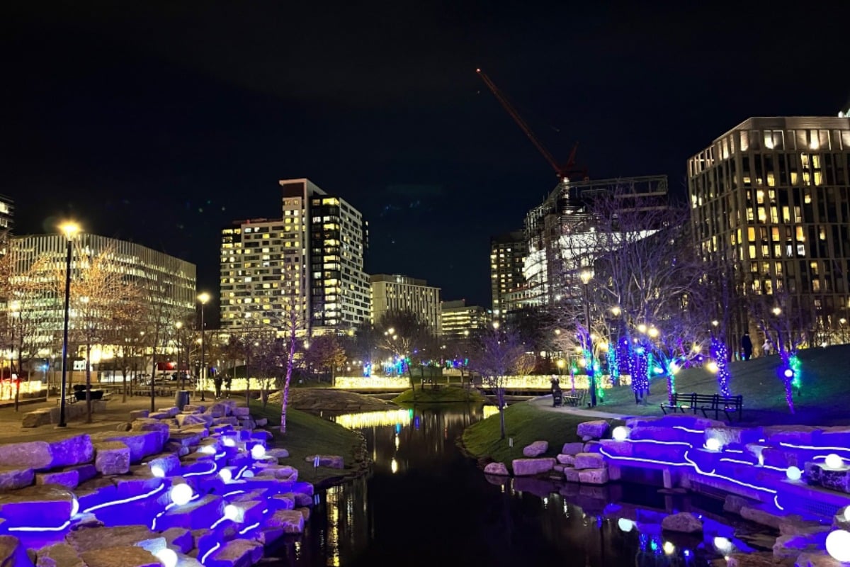 Winter Lights At Cambridge Crossing Are Fully Aglow