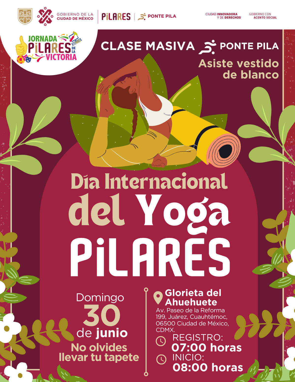 ¡Habrá clase magistral de Yoga en la Glorieta del Ahuehuete!