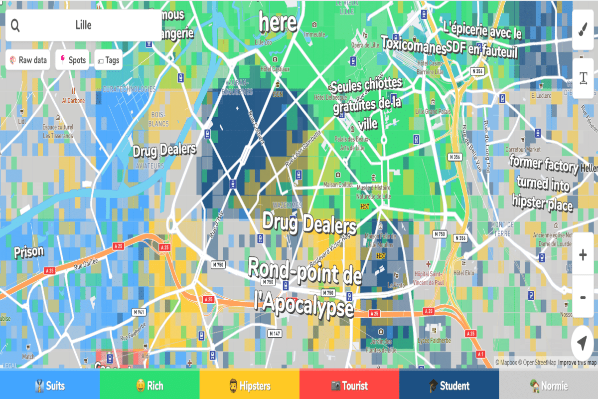 Hoodmaps : cette carte interactive caricature Lille ! - Lille Secret