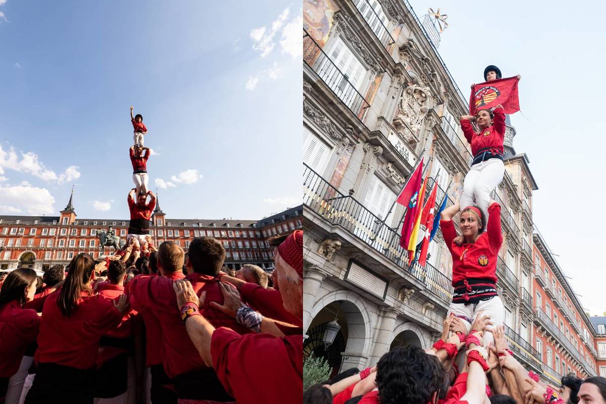 'Castells' en pleno centro de Madrid: las impresionantes torres humanas ...