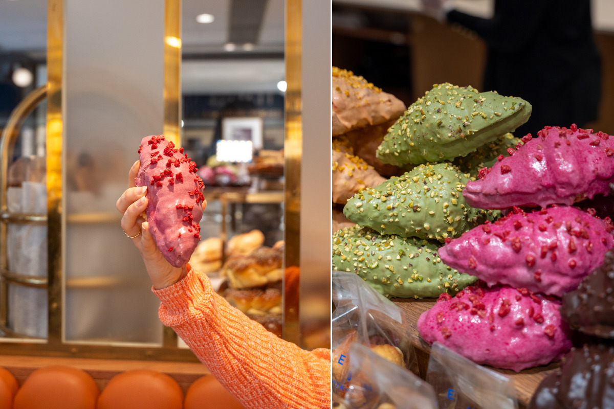 Colorful croissants in Paris: pistachio, strawberry...not to be missed!