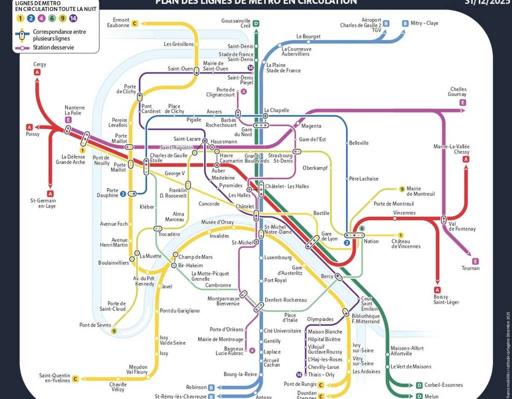 New Year: these metro lines will be open and free all night in Paris