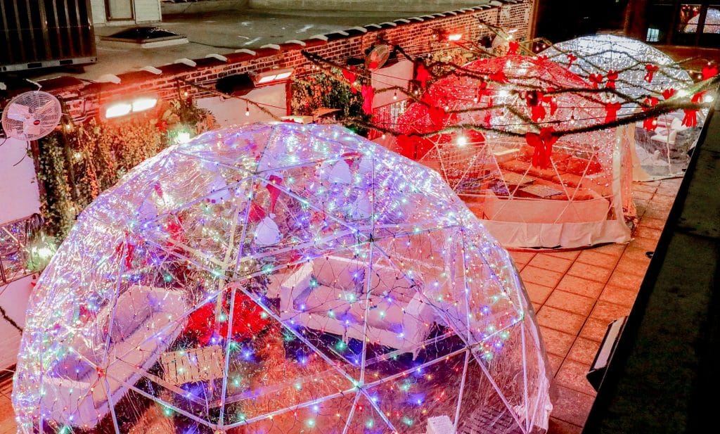 This Rooftop Winter Wonderland Serves Cocktails In Christmas Ornaments ...