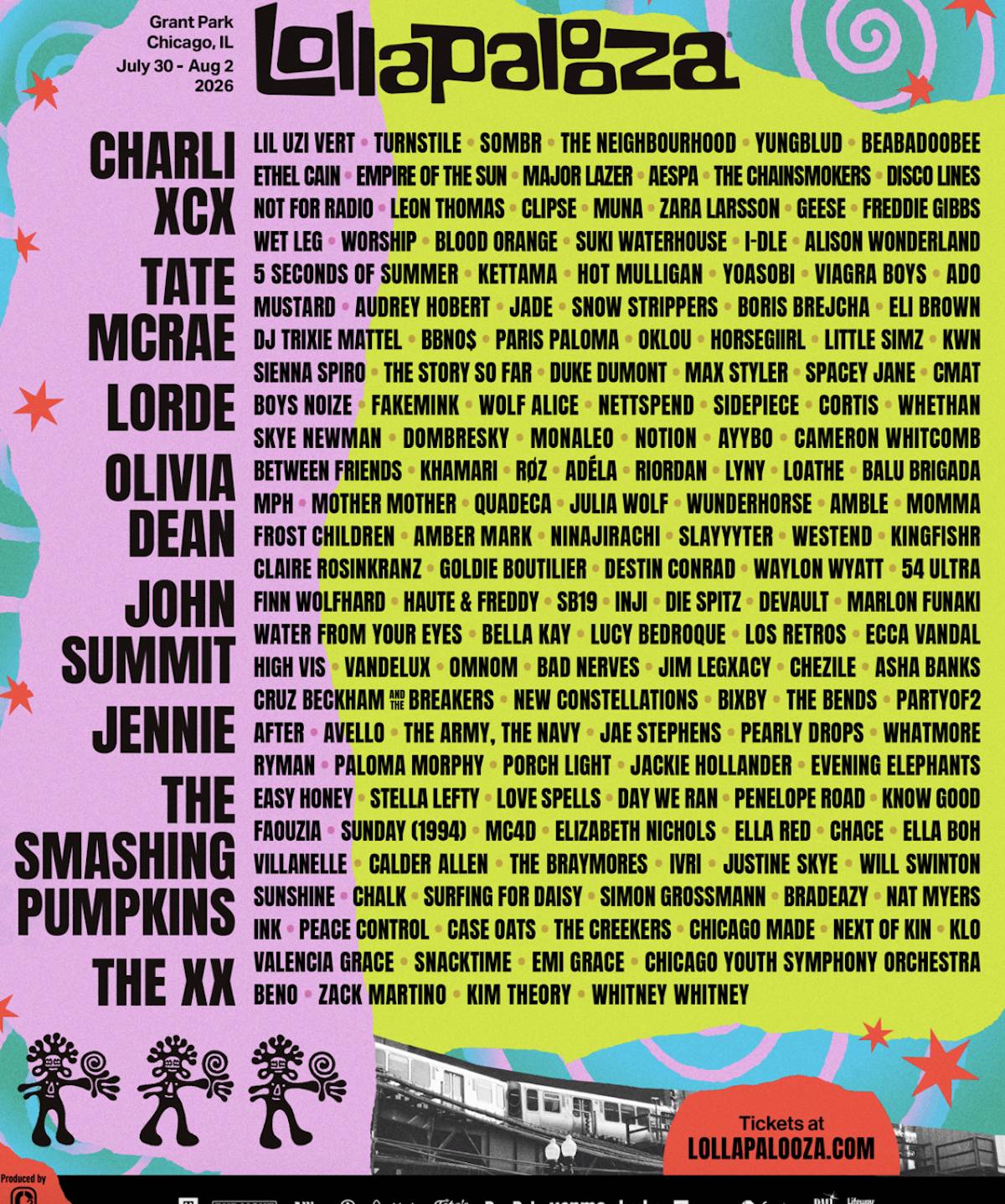 Aquí tienes el cartel de Lollapalooza 2026