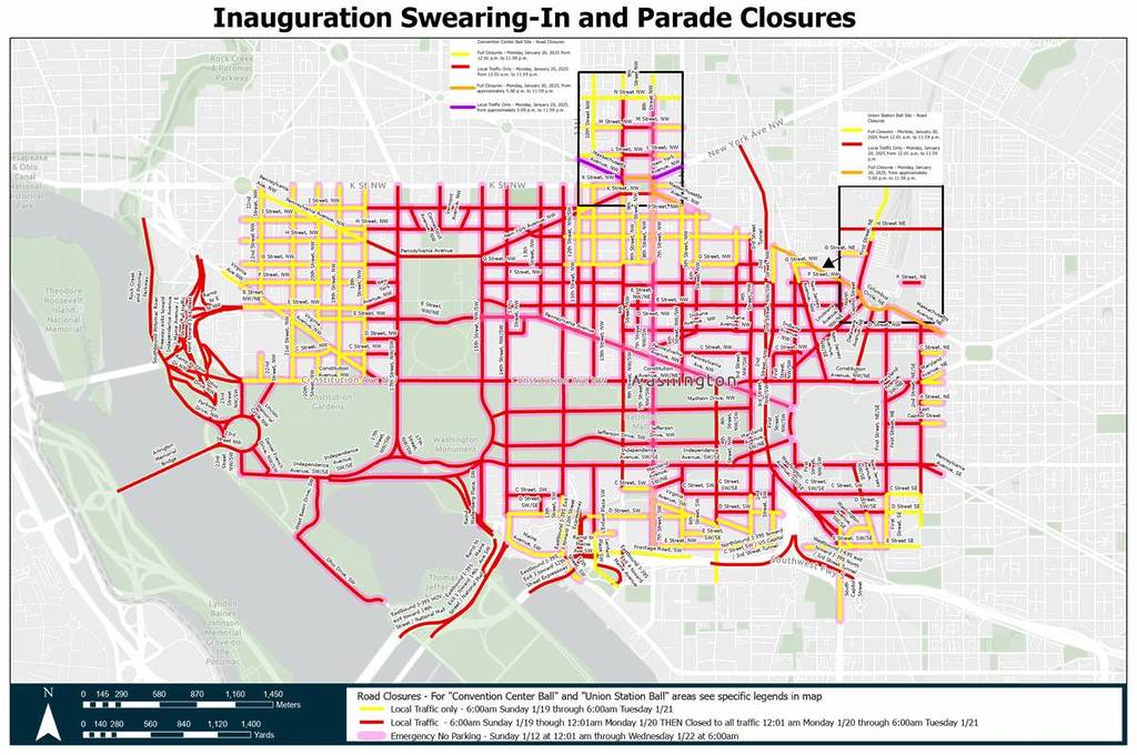 All Road & Metro Station Closures For The 2025 Inauguration
