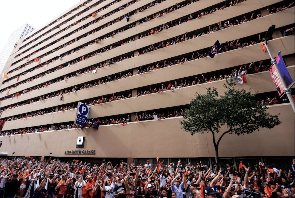 WATCH: Astros Fans Return Fallen Hat To Owner Up Parking Garage AGAIN ...