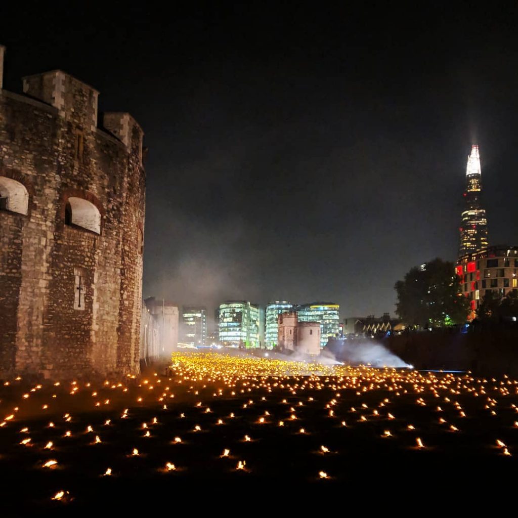 Tower Of London: Flaming Torches Lit For Armstice Remembrance