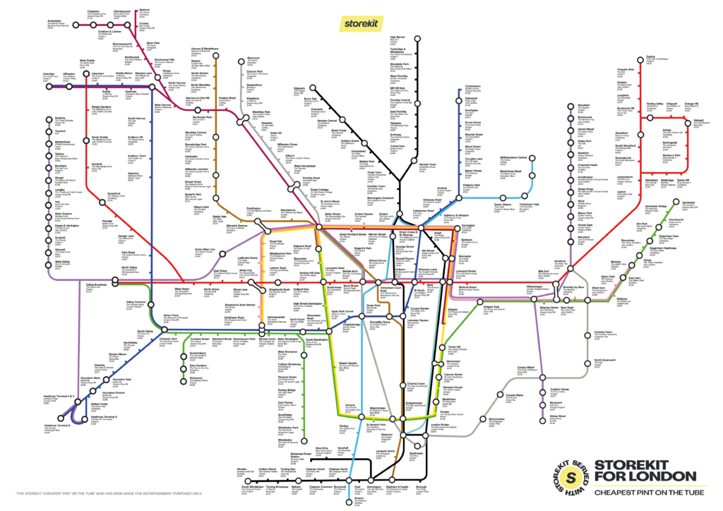 Pint Price Tube Map: The Cheapest Pints Next To Every Station