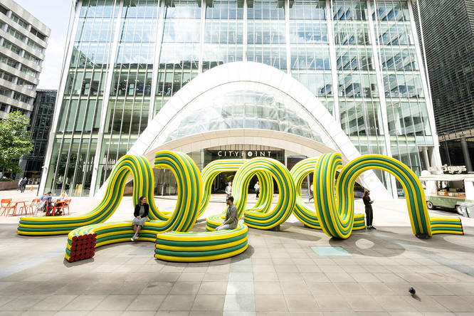 A Huge Neon-Coloured 'Squiggle' Sculpture Has Landed In London