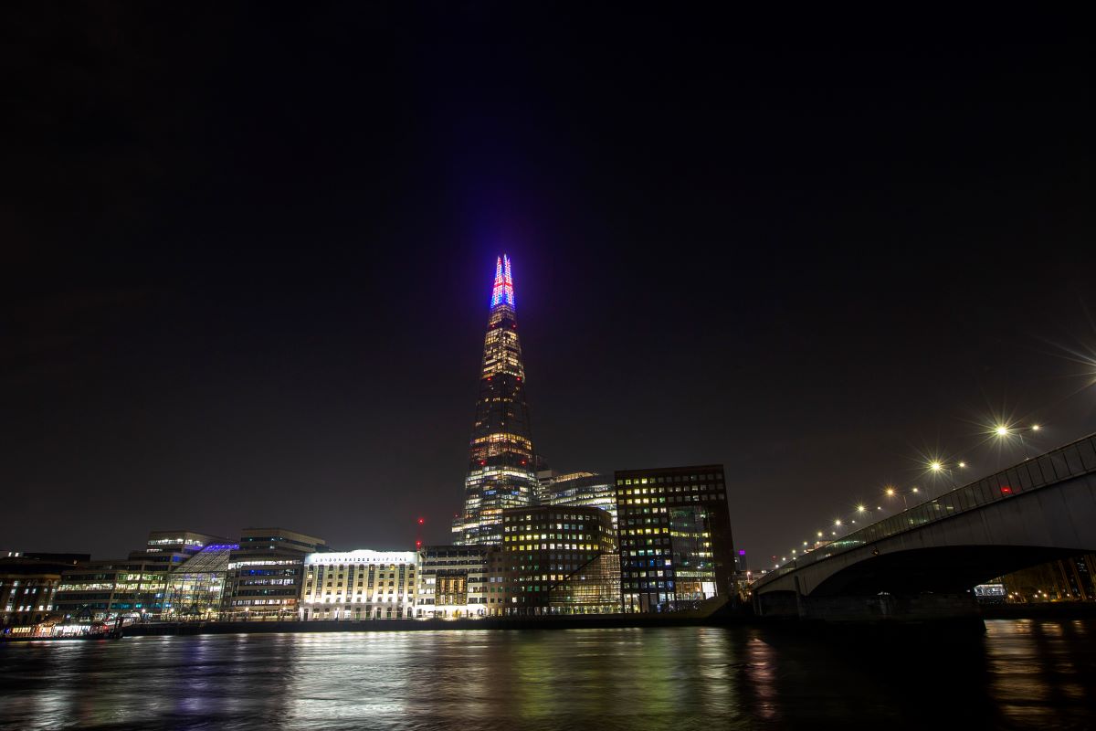 The Shard Lighting Up In Union Jack Colours For VE Day