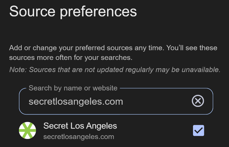 Set Secret Los Angeles As Your Preferred Source On Google