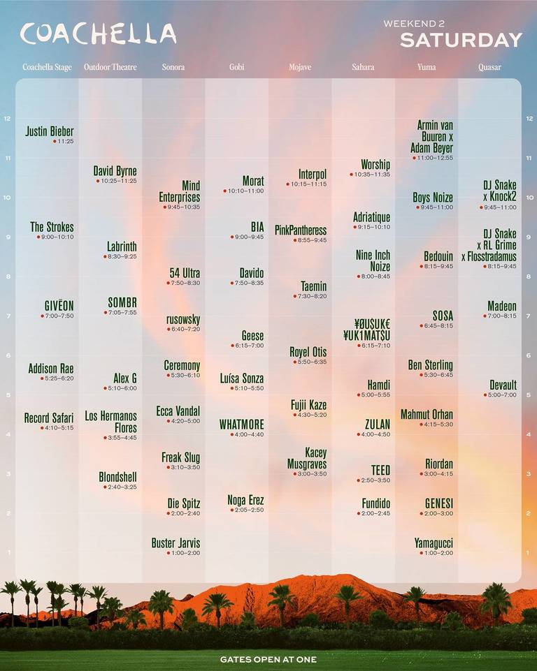 Ton guide de Coachella 2026 : plan, programme du week-end 2 et plus encore