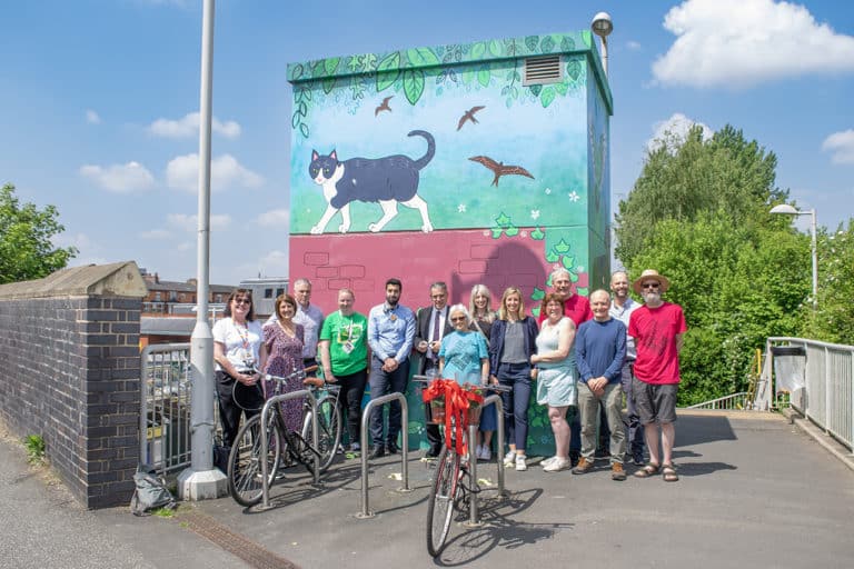 Colourful Mural Of 'Tram Cat' Unveiled At Chorlton Metrolink Stop