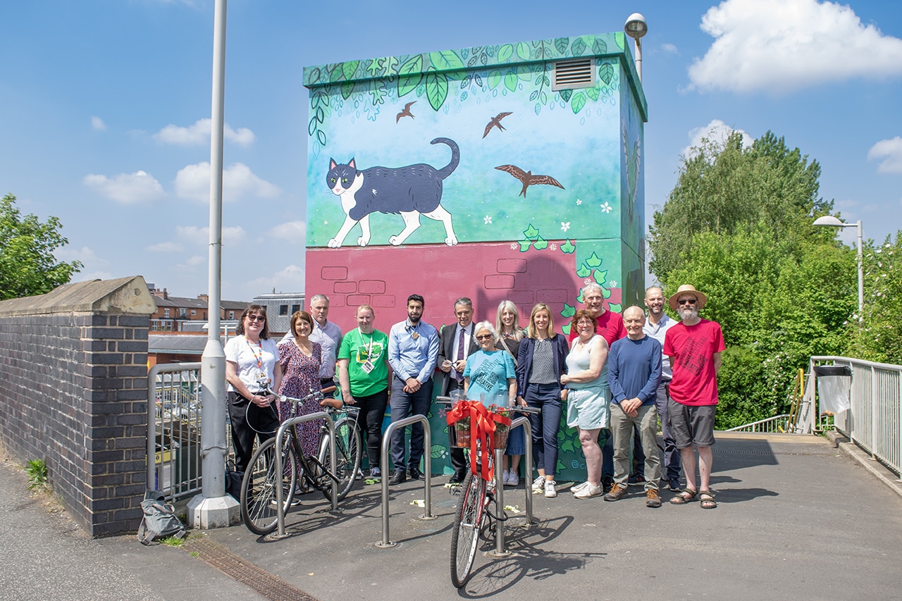Colourful Mural Of 'Tram Cat' Unveiled At Chorlton Metrolink Stop