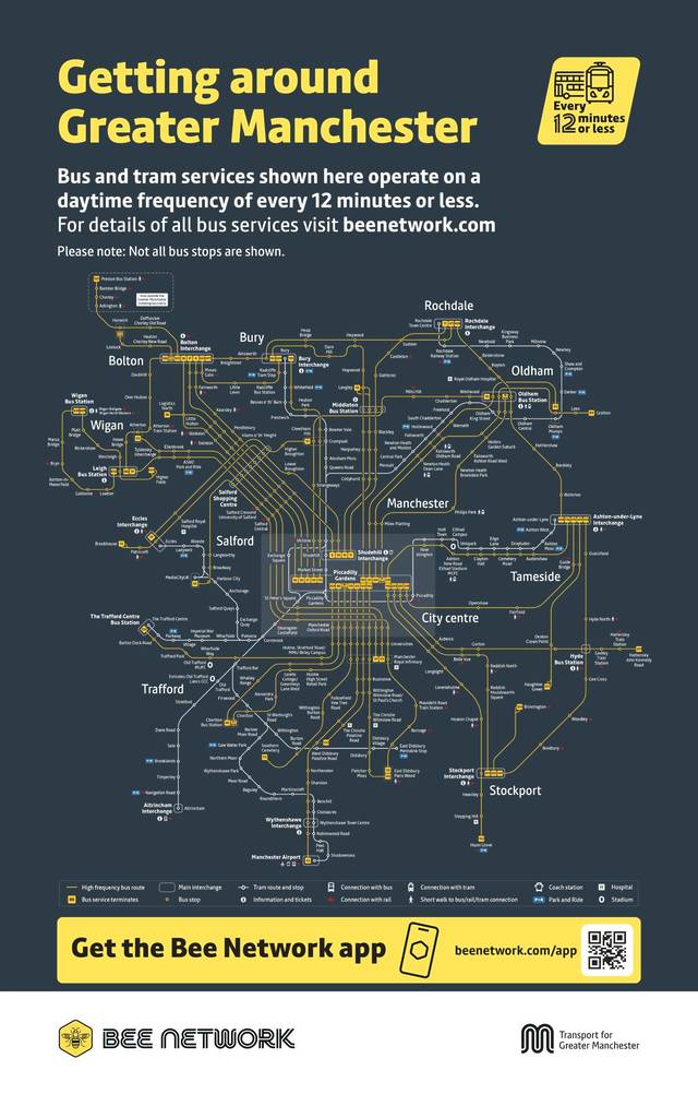 New Map Shows Busiest Bus & Tram Routes In Greater Manchester