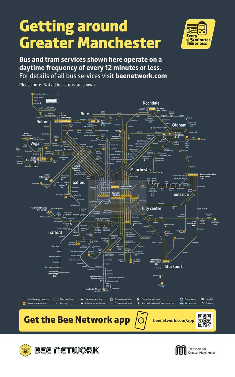 New Map Shows Busiest Bus & Tram Routes In Greater Manchester