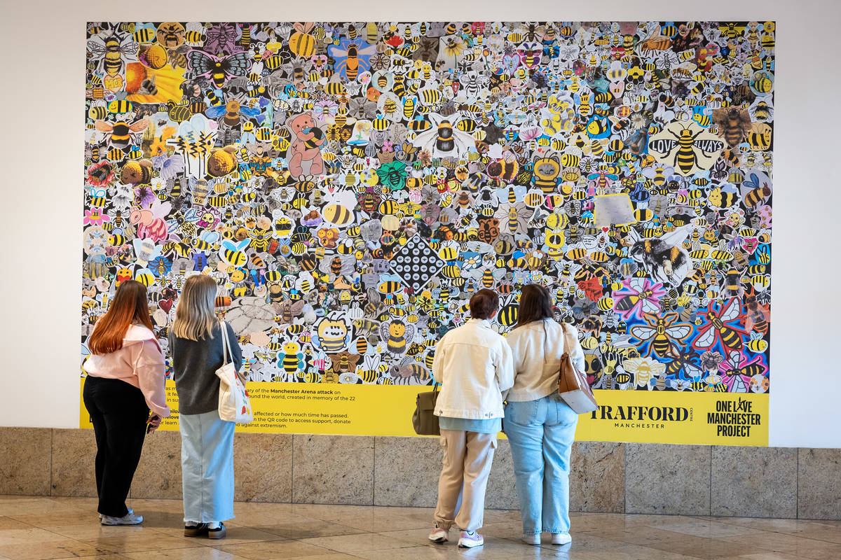 Trafford Centre Unveils Bee Mural To Honour Manchester Arena Attack Victims