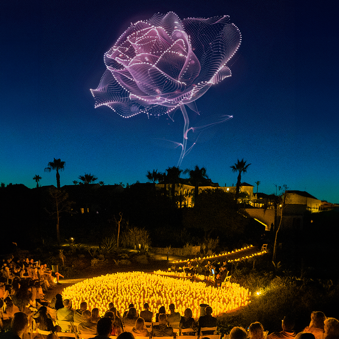 See A Drone Light Show Over An Intimate Candlelit Concert