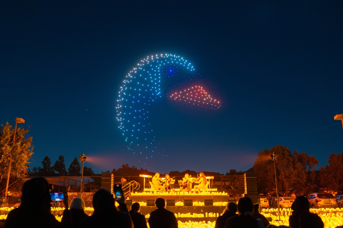 See A Drone Light Show Over An Intimate Candlelit Concert