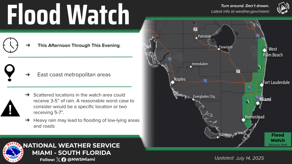A Flood Watch Is In Effect For South Florida Today, With 3-5 Inches Of ...