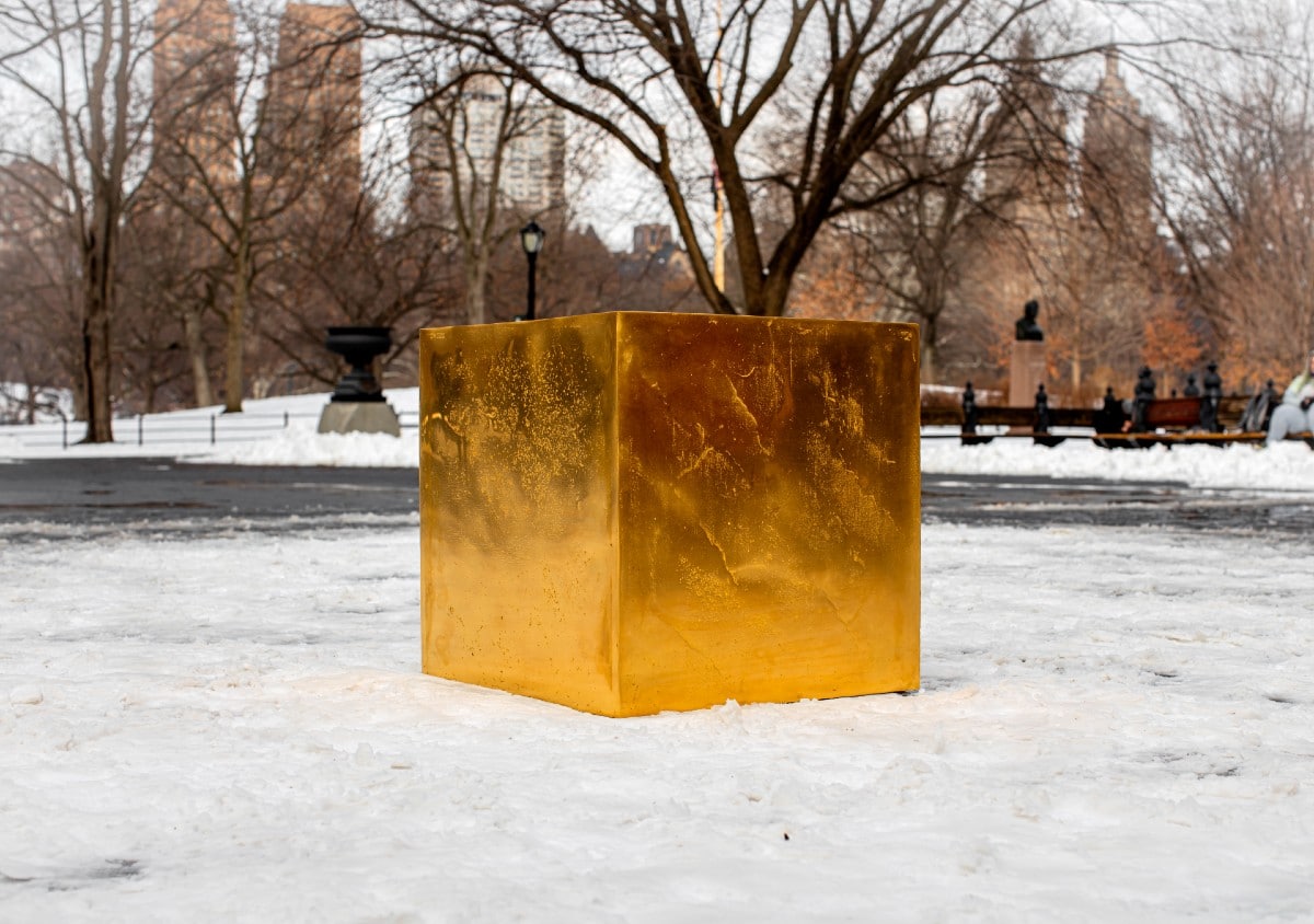 A 410-Pound Pure Gold Cube Was On View In Central Park Today