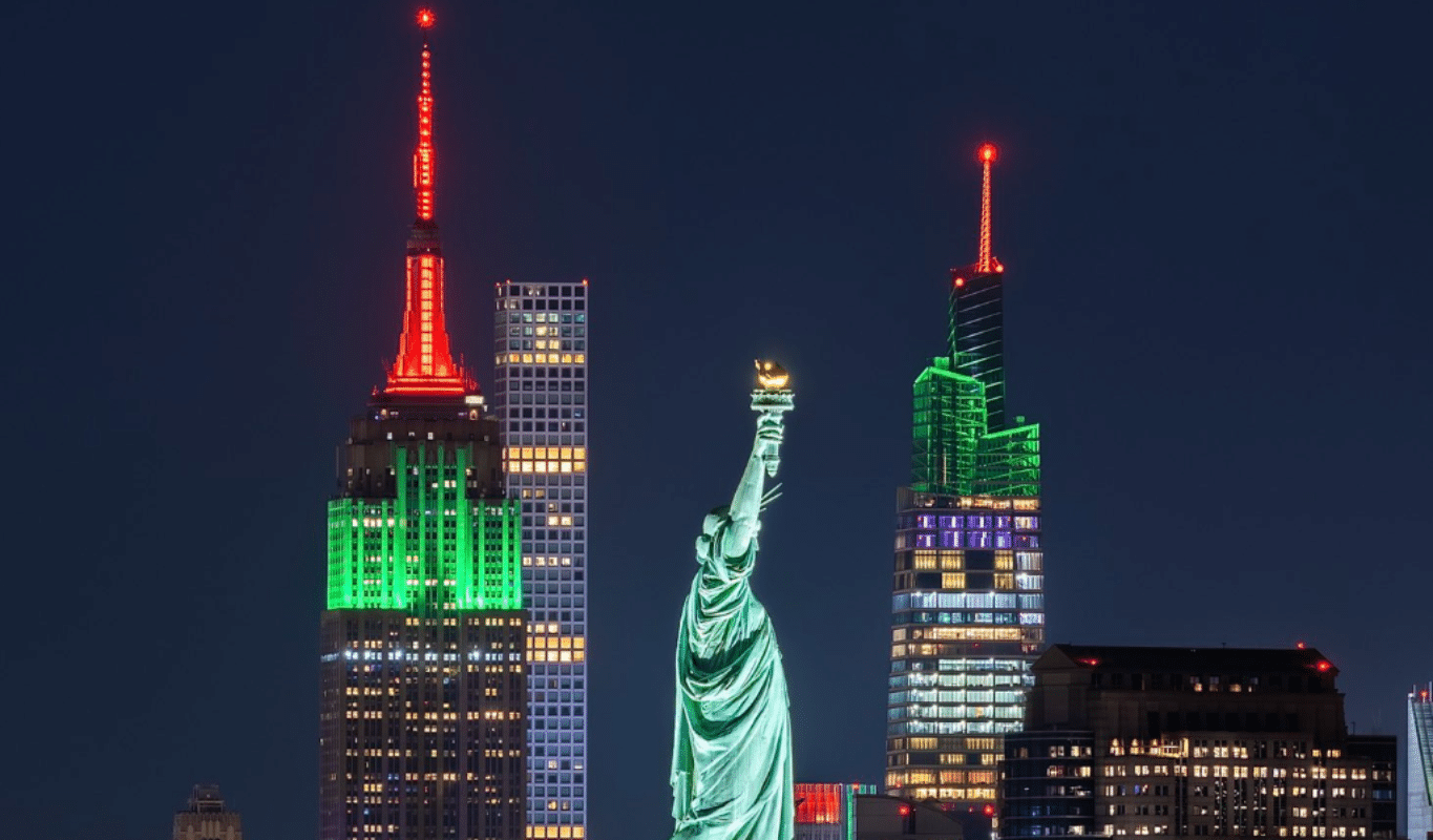 The ESB Will Sparkle Red, Black & Green For Juneteenth