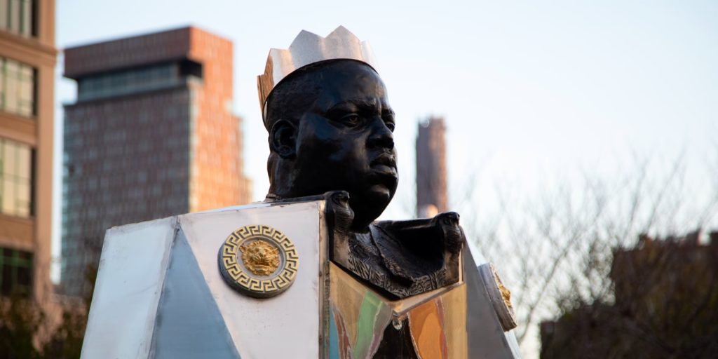 A 9-Foot Sculpture Of Biggie Stands Tall Near The Brooklyn Bridge