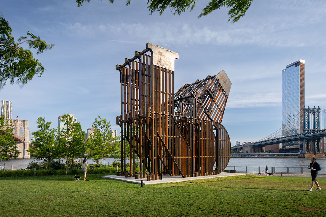 A Massive Sculpture Spelling Out 'LAND' Is On Display In NYC