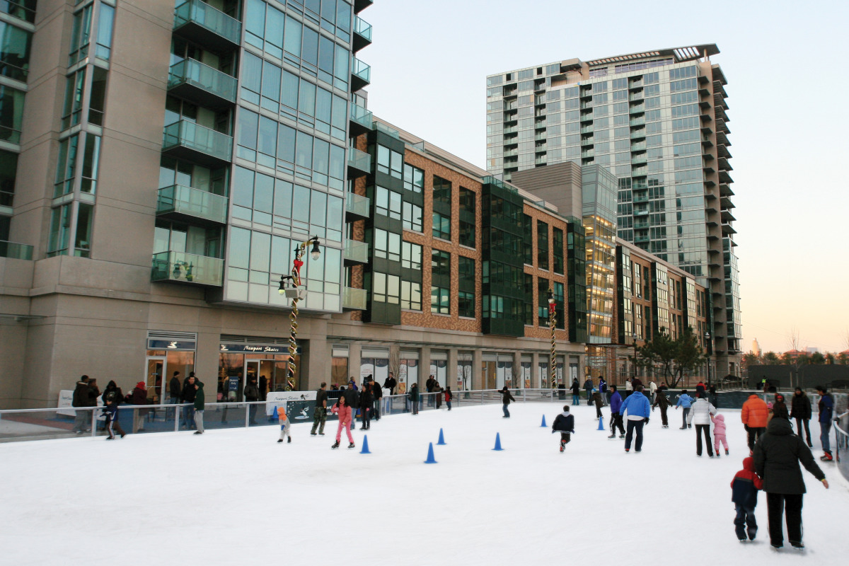 Newport Skates Ice Rink Offers Stunning NYC Skyline Views