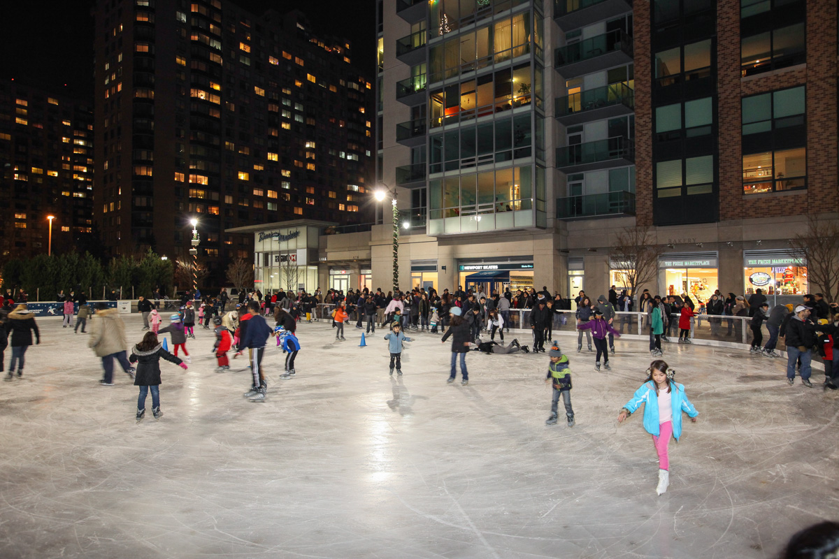 Newport Skates Ice Rink Offers Stunning NYC Skyline Views