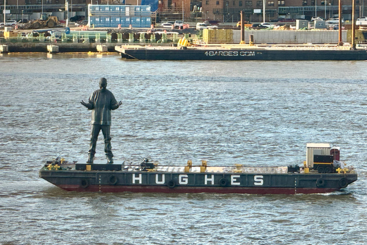 A 33-Foot-Tall Statue Of Kid Cudi Has Been Sailing Through NYC