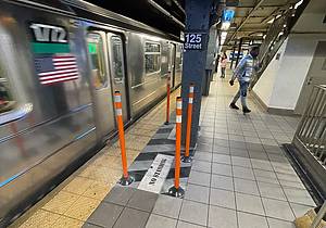MTA Installs Conductor Safety Barriers In Subway Station