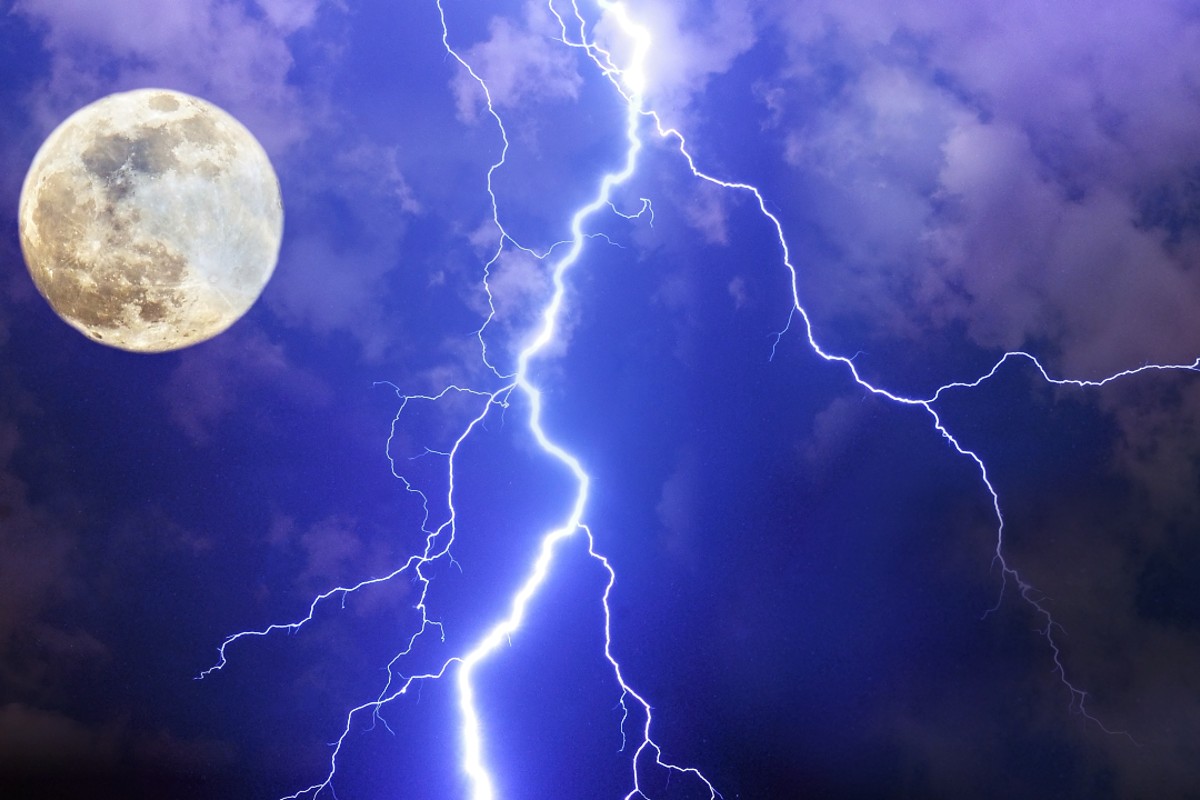 Lightning Storm With The Moon