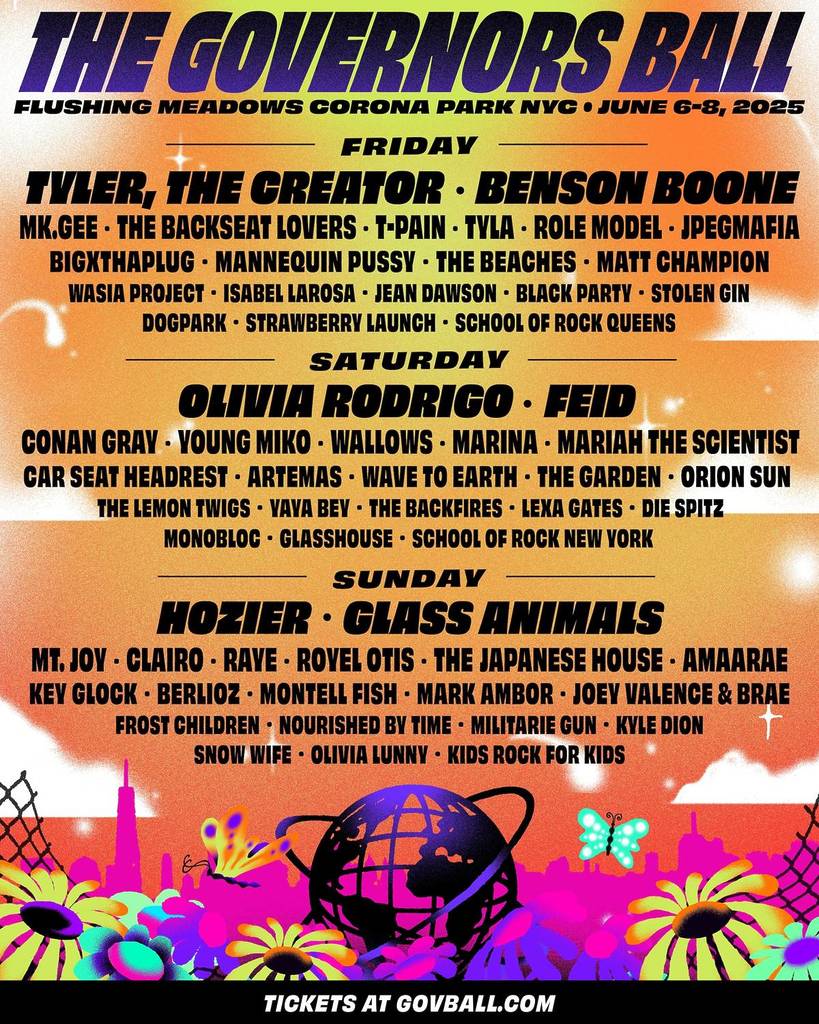 Governors Ball Announces 2025 Lineup Olivia Rodrigo, Tyler The Creator ...