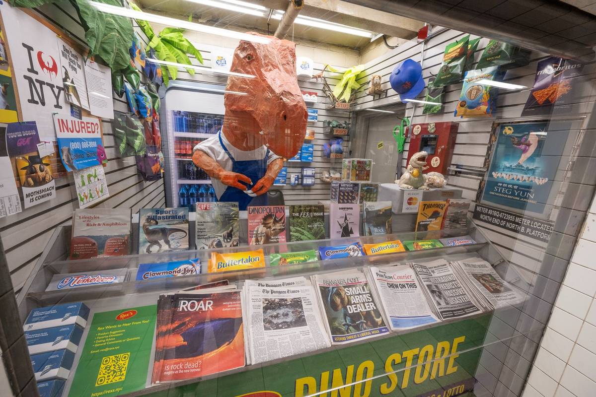 A Giant T-Rex Just Opened Rex’s Dino Store In A Subway Station