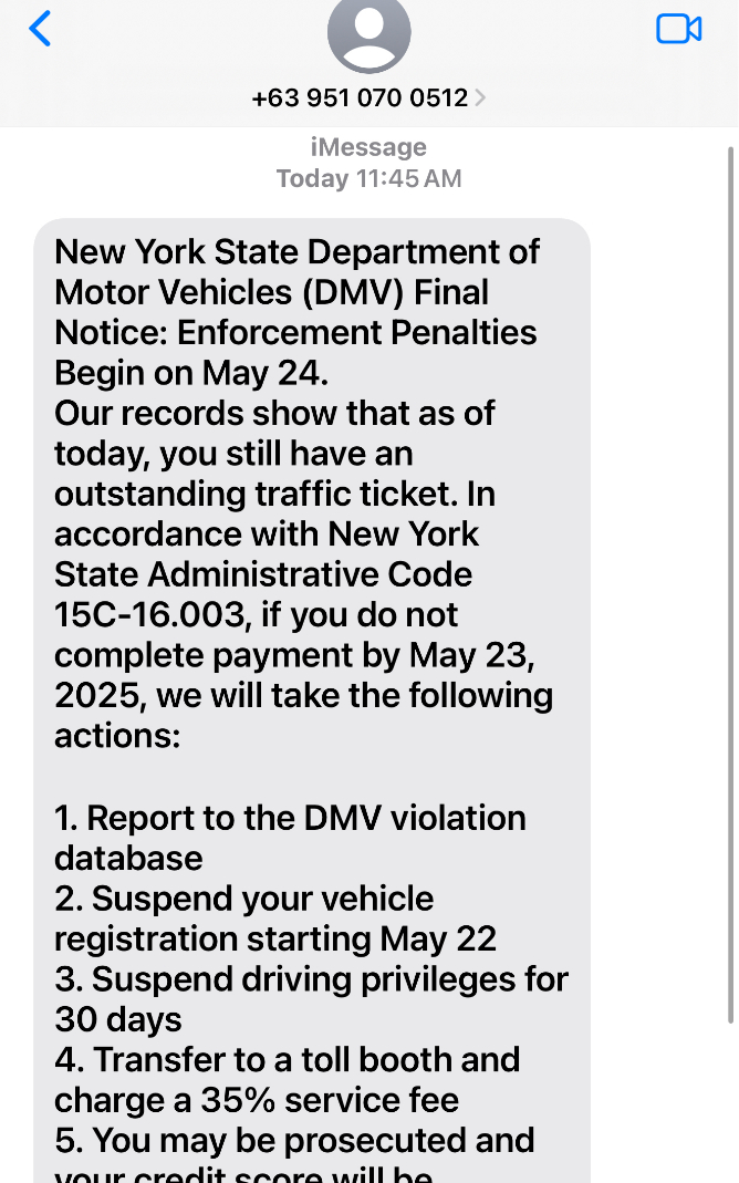 Um Novo Texto De Golpe Do DMV Est Chegando Aos Telefones Dos Nova