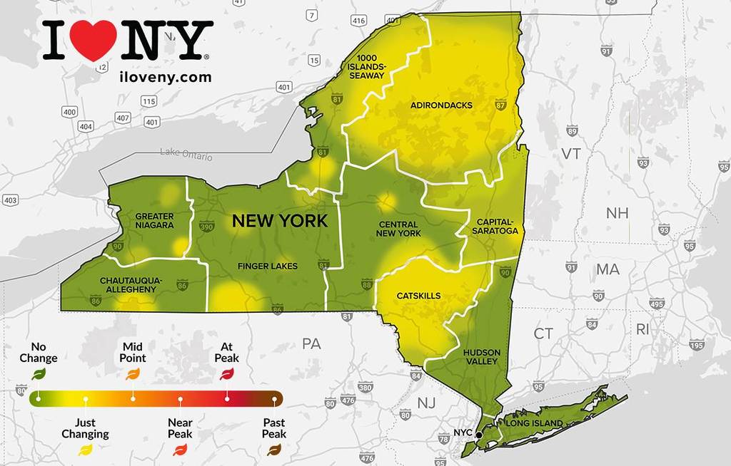 This Interactive New York Fall Foliage Map Reveals Where Regions Are ...