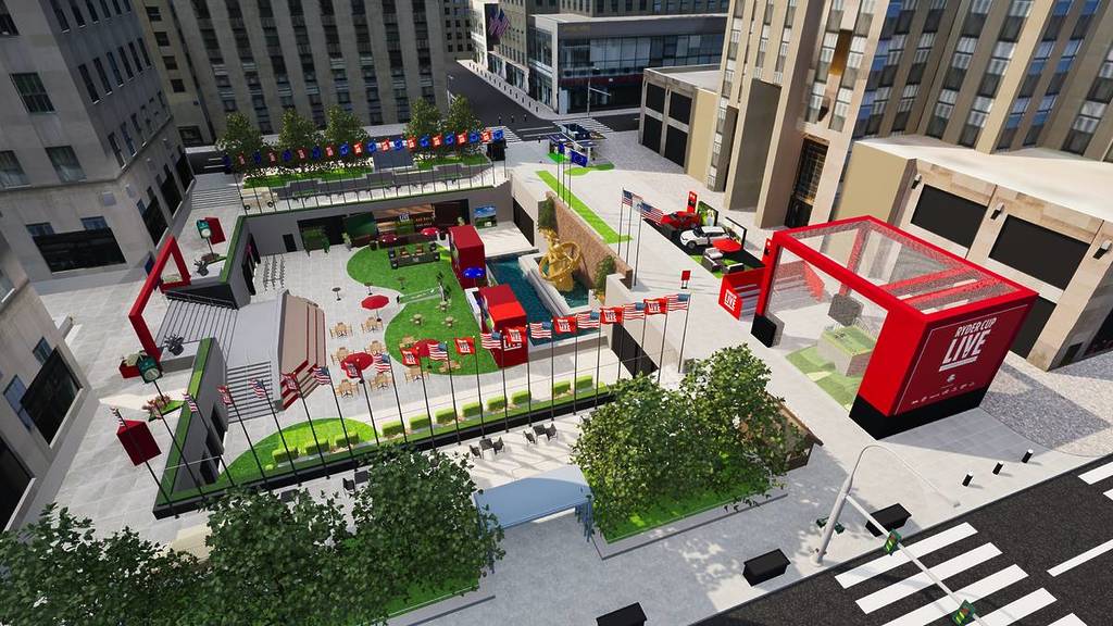 Een gigantische gratis Ryder Cup-ervaring neemt Rockefeller Center over ...