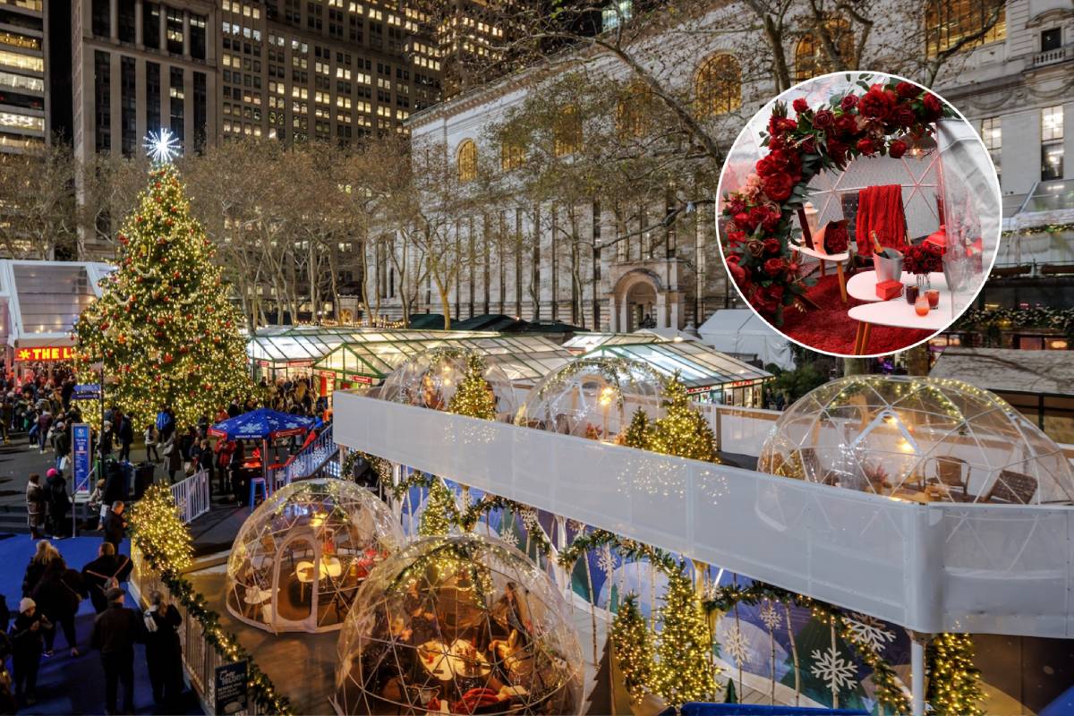 De gezellige winter Iglo's van Bryant Park keren in november terug naar ...