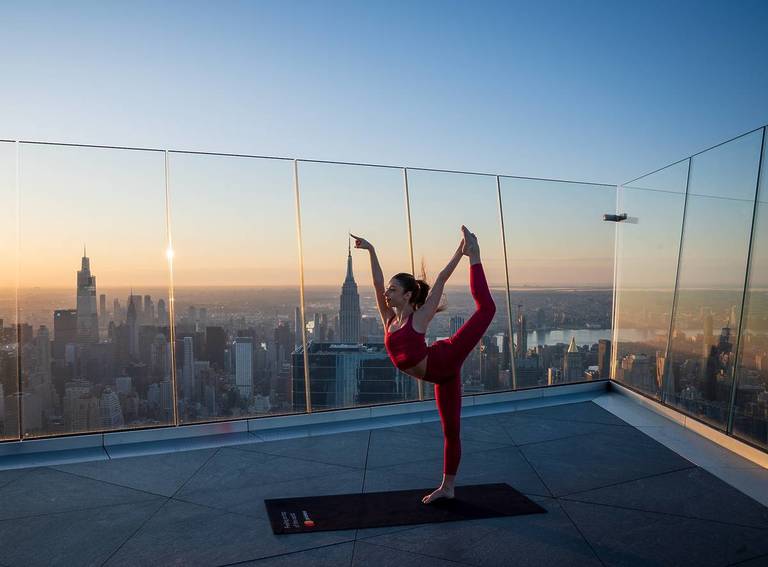Weekly sky-high yoga classes atop the highest observation deck in the ...