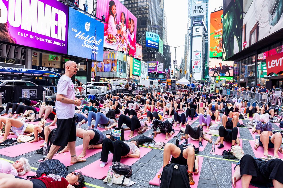 Times Square is closing streets for a massive free day of yoga this ...