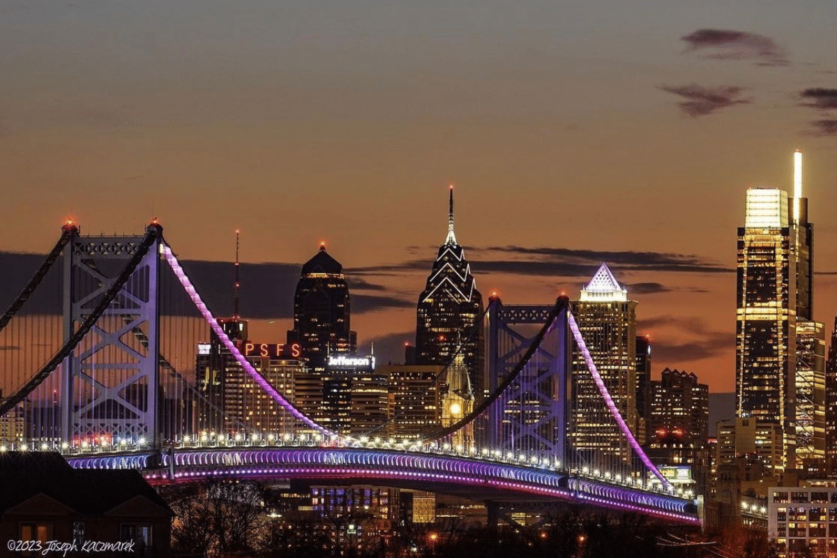 The Ben Franklin Bridge Dazzle With New LED Lighting System