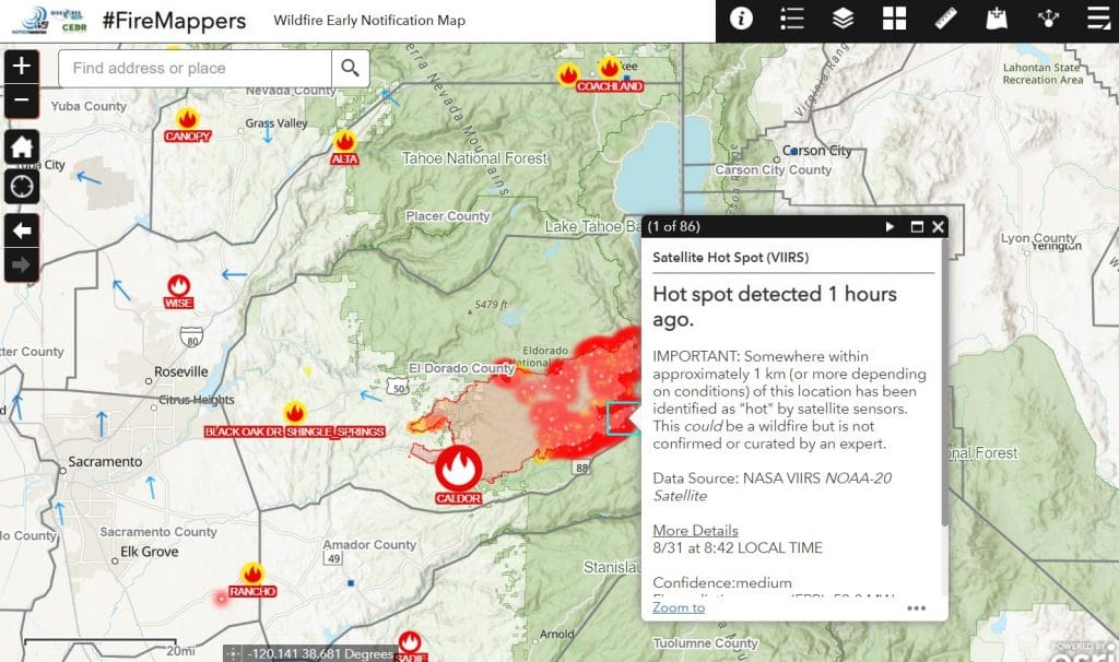 This Interactive Map Shows How Close The Caldor Fire Is Burning To Lake ...