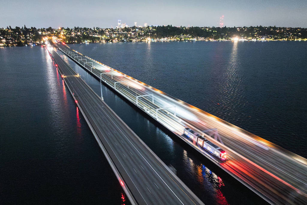 Sound Transit Light Rail Train Crossed The I-90 Floating Bridge This ...