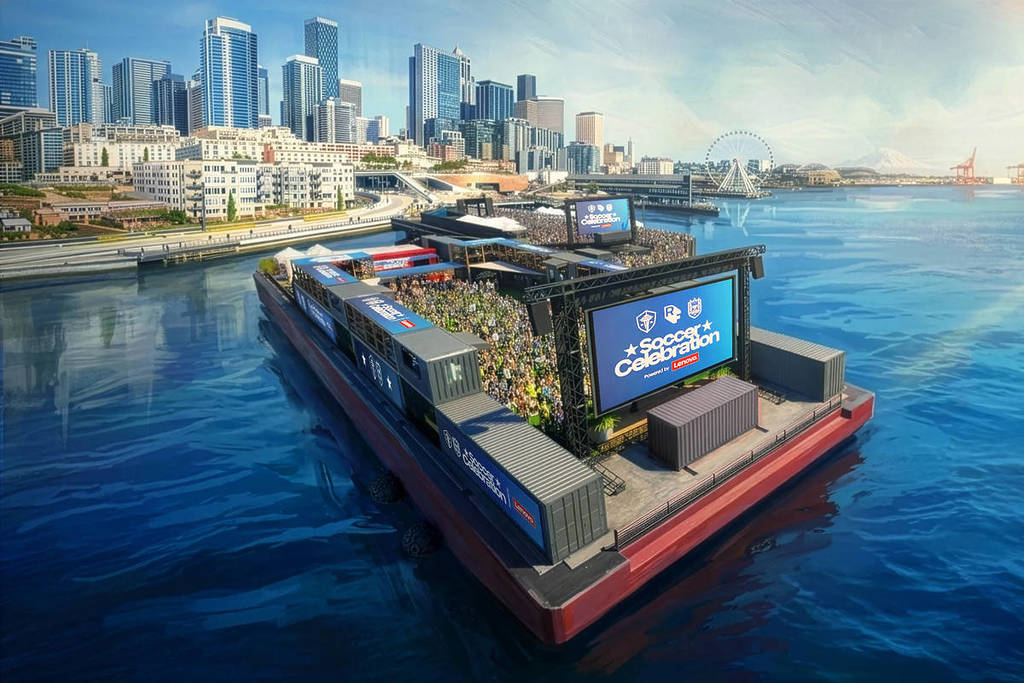 Seattle’s waterfront is getting a World Cup fan zone on a floating barge